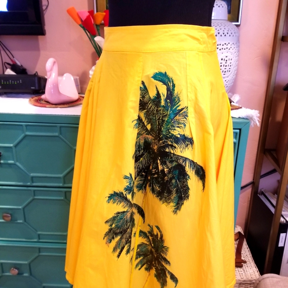 Isabel De Pedro Handpainted Palm Tree Skirt - Gem